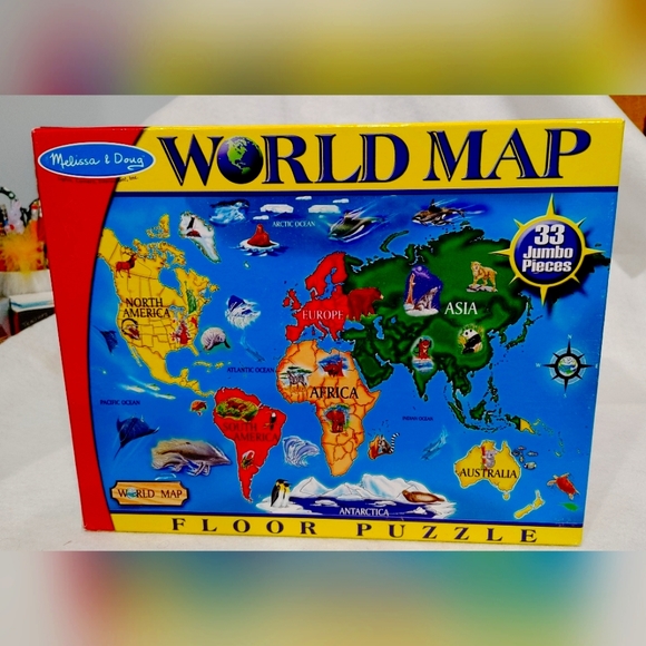 Melissa & Doug | Toys | Melissa Doug World Map 33 Pc Floor Puzzle ...